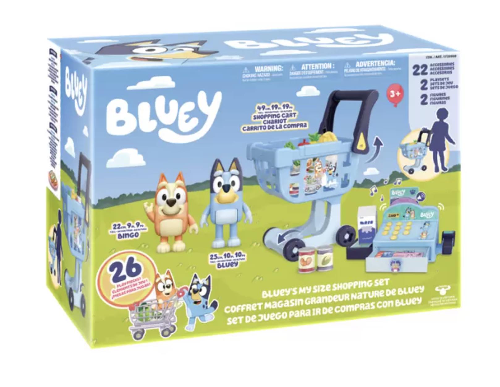 Bluey's My Size Shopping Set with Trolley, Cash Register and 26 Play ...
